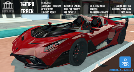 Second Life Marketplace - Olympus Motors | Tempo Track [in 46+ colors] *PBR* 100% Original Mesh